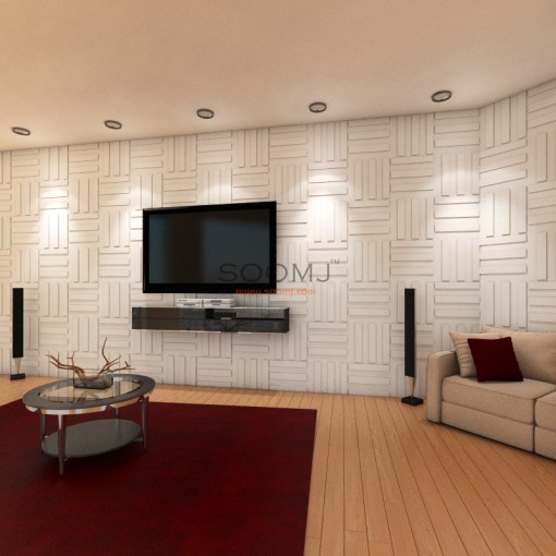 » Embossed Effect Decorative 3D wall Panels Plant Fiber Material three ...
