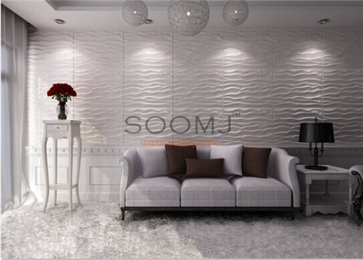 » Embossed Effect Decorative 3D wall Panels Plant Fiber Material ...